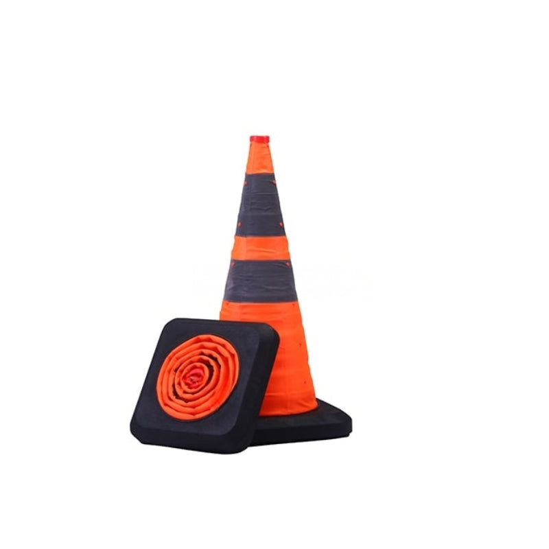 28" Collapsible Traffic Road Cones - 2 Reflective Collars - Safety Ora ...