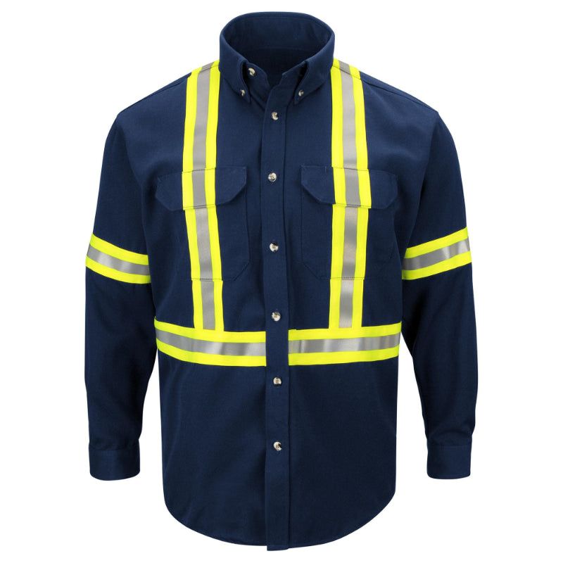 Bulwark® Men's Midweight FR Enhanced Visibility Uniform Shirt with Ref ...