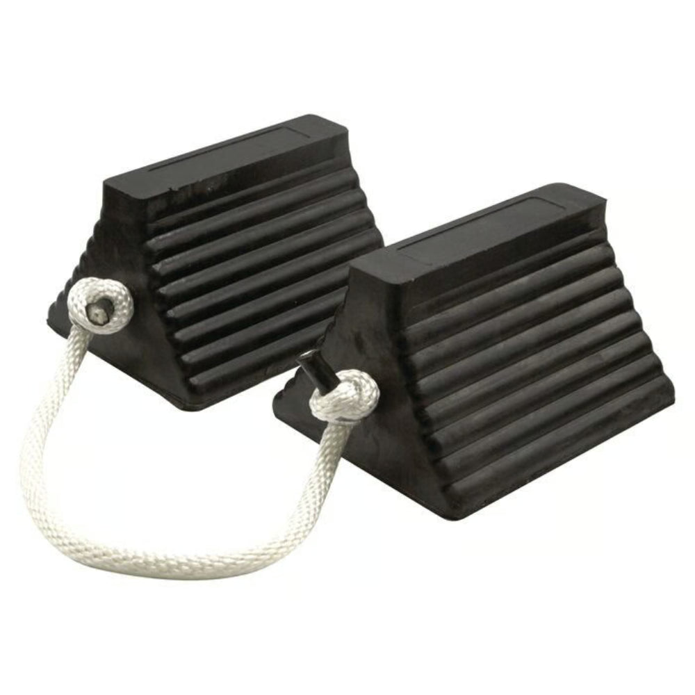 General-Purpose 10" Rubber Wheel Chocks - Roped Pair - Corded Bottom ...