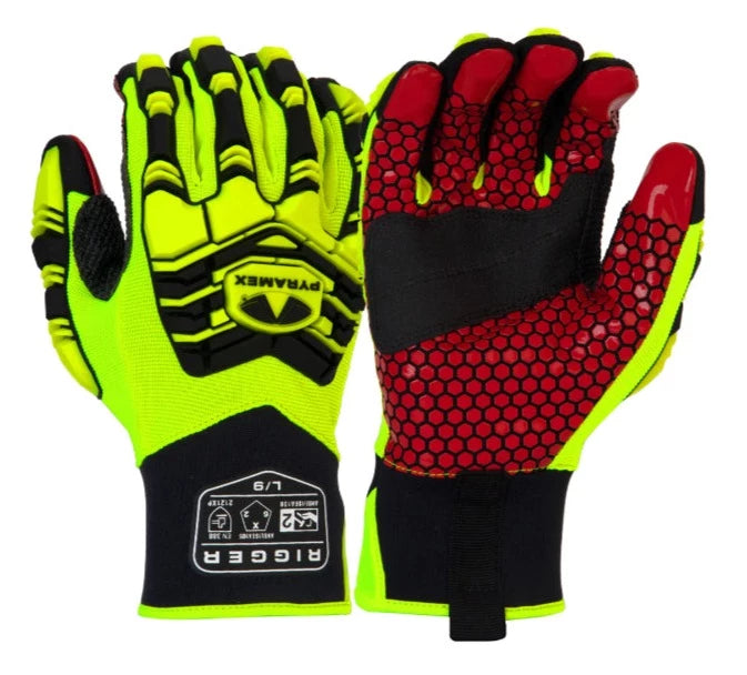 Pyramex® Hi-Vis - Tear Resistant Impact Level 2 Safety Cut Gloves - GL ...