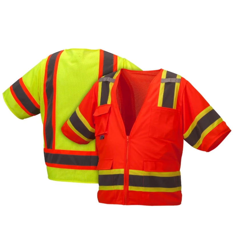 Pyramex® Hi Vis Lightweight Two Tone Surveyor Safety Vest - Type R ANS ...