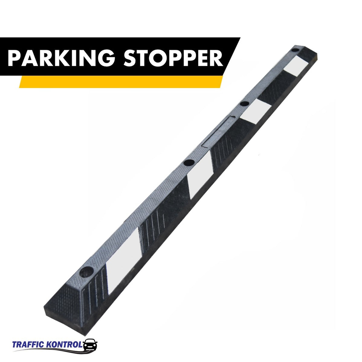 Parking Block - 6 Feet Long - Rubber Curb Wheel Stop - White Stripes ...