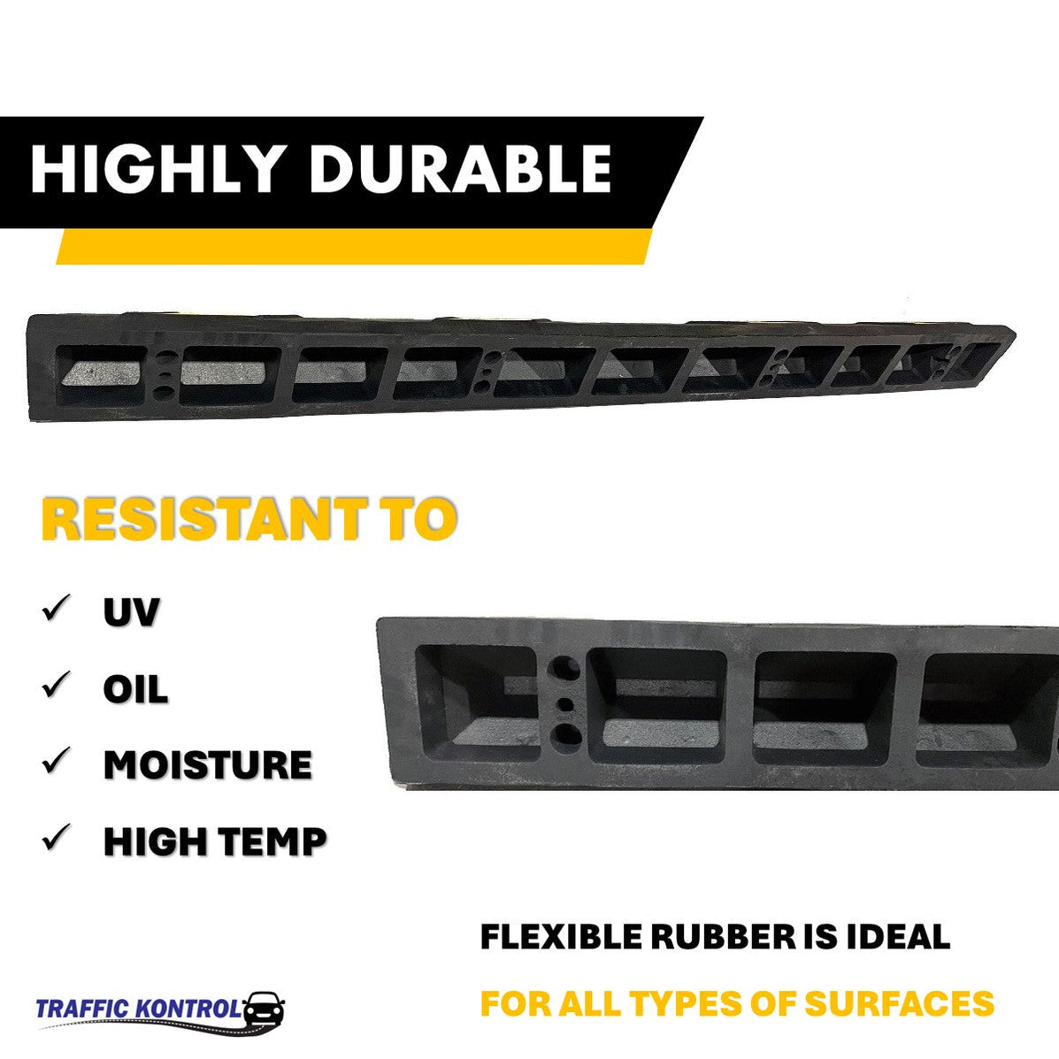 6 Foot Long - Rubber Parking Curb Wheel Stop Block With Spikes - Yello ...