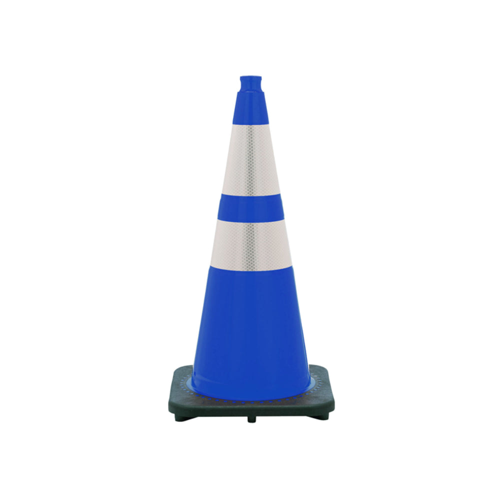 28" JBC Traffic Safety Cone - Navy Blue - 7 Lbs - 6" + 4" 3M Reflectiv ...