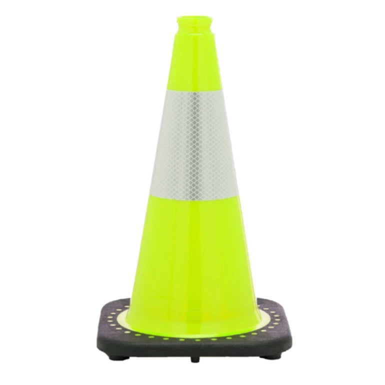 18" JBC Traffic Safety Cone - Lime - 4 Lbs - 6" 3M Reflective Collars ...