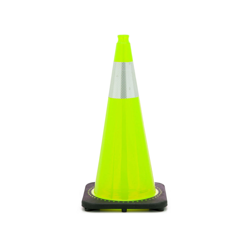 28" JBC Traffic Safety Cone - Lime - 7 Lbs - 6" 3M Reflective Collars ...