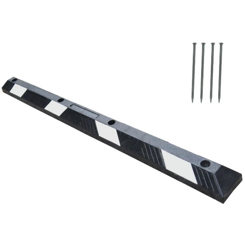 6 Foot Long - Rubber Parking Curb Wheel Stop Block With Spikes - White ...