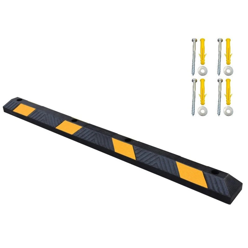 6 Foot Long - Rubber Parking Curb Wheel Stop Block With Lag Bolt - Yel ...