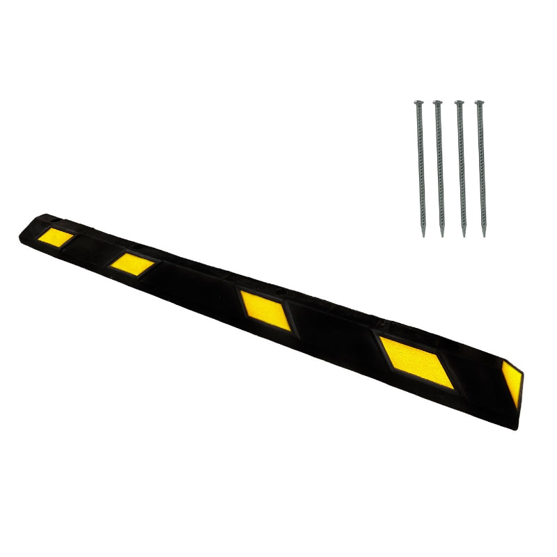 6 Foot Long - Rubber Parking Curb Wheel Stop Block With Spikes - Yello ...