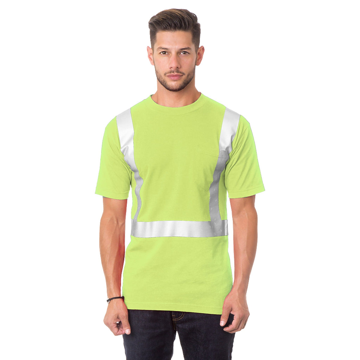 BAYSIDE® MADE IN USA Hi-Vis Short Sleeve T-Shirt - Pocket - Solid ...