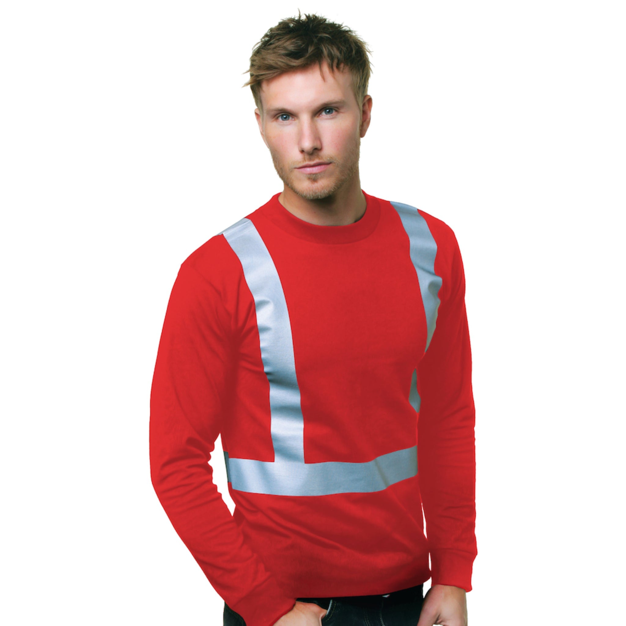 Red High Visibility Shirts | Reflective Safety Work Shirt — Safety ...