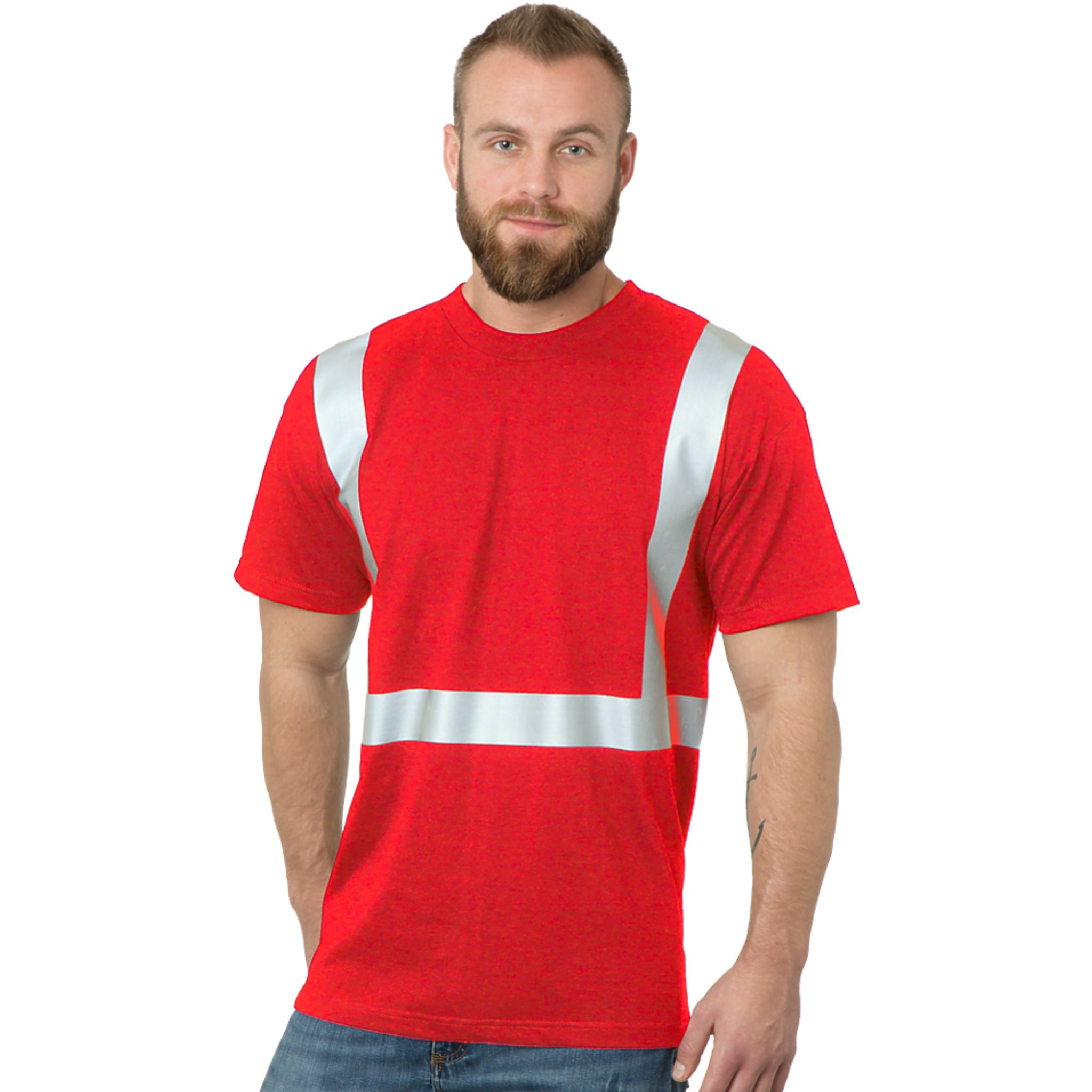 Red High Visibility Shirts | Reflective Safety Work Shirt — Safety ...