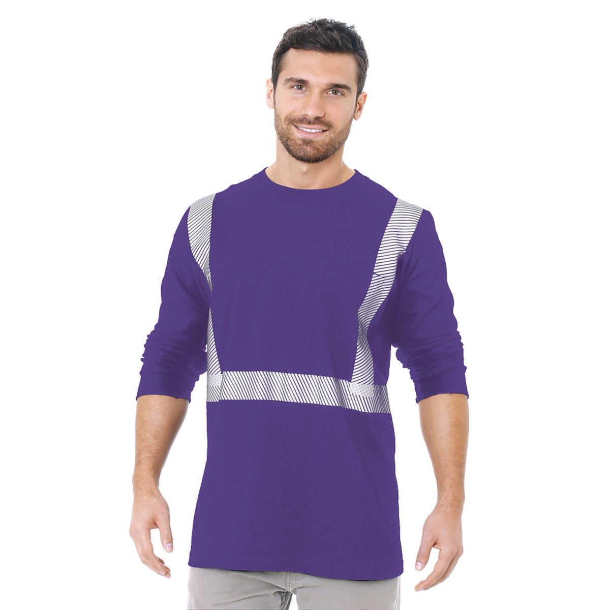 BAYSIDE® MADE IN USA Hi-Vis Long Sleeves T-Shirt - Pocket - Segmented ...