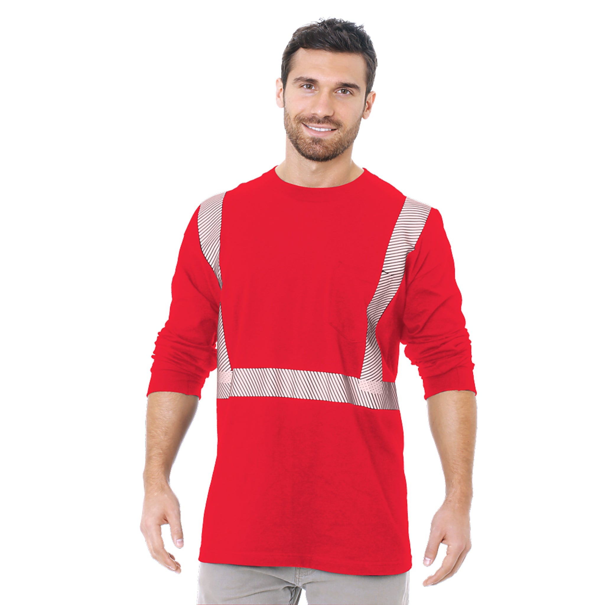 Red High Visibility Shirts | Reflective Safety Work Shirt — Safety ...