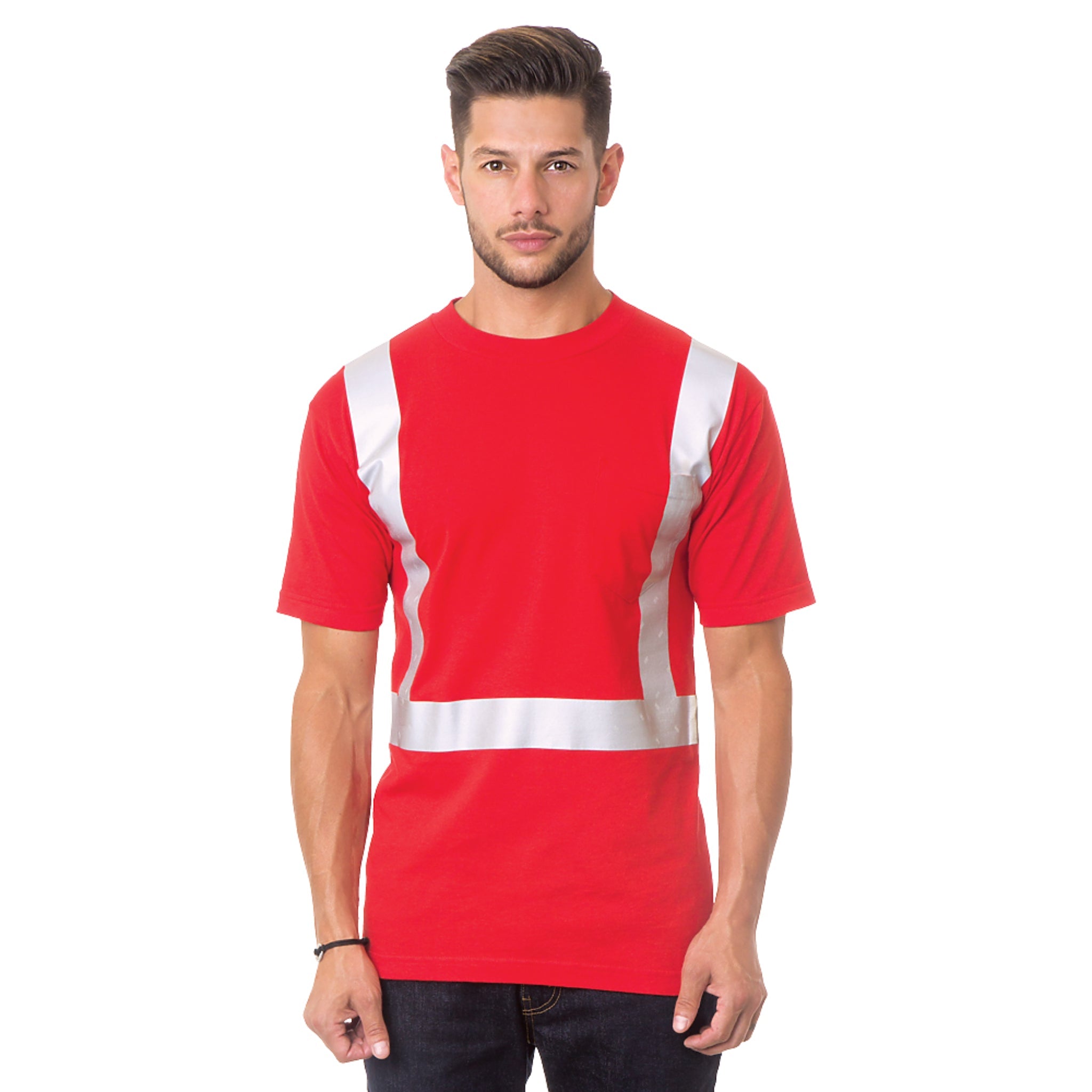 Red High Visibility Shirts | Reflective Safety Work Shirt — Safety ...