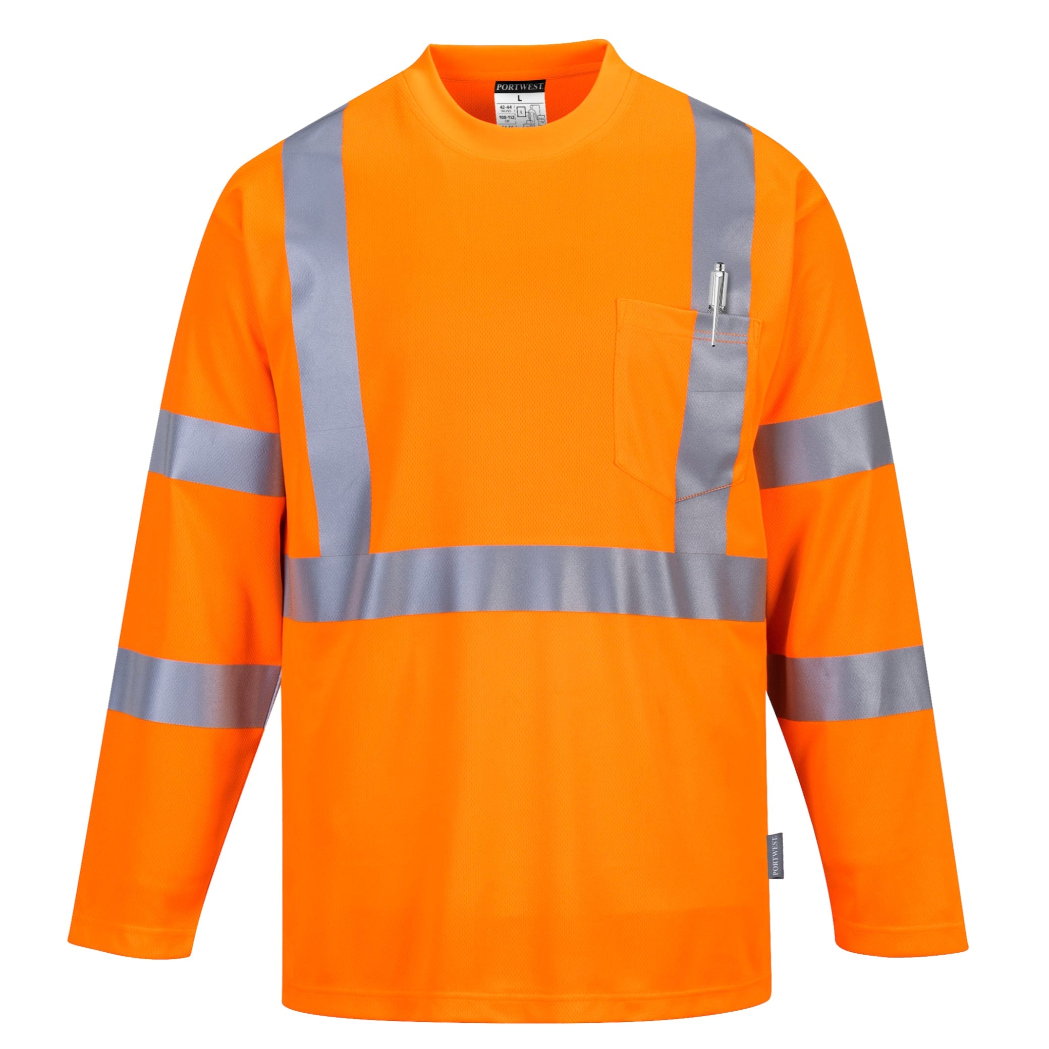 PORTWEST® Hi Vis Long Sleeve Pocket T-Shirt - ANSI Class 3 - S191 ...