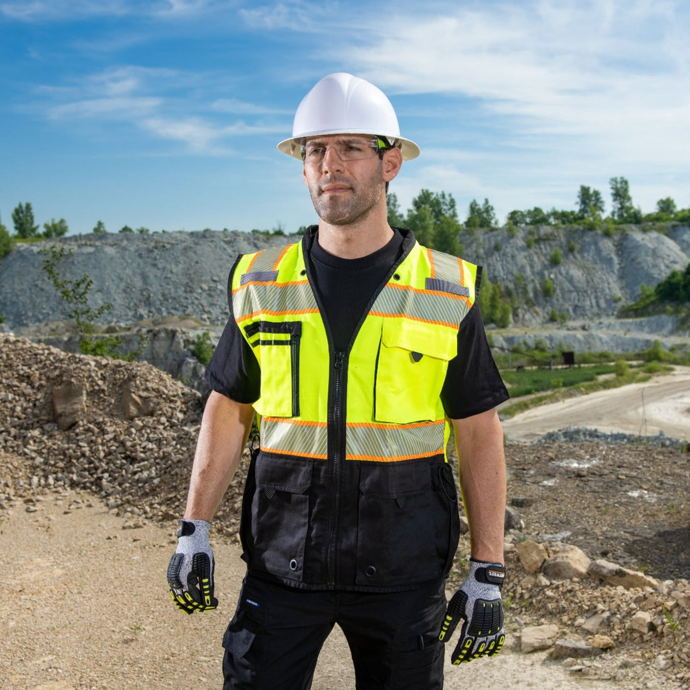 PORTWEST® Premium High Visibility Surveyor Safety Vest - ANSI Class 2 ...