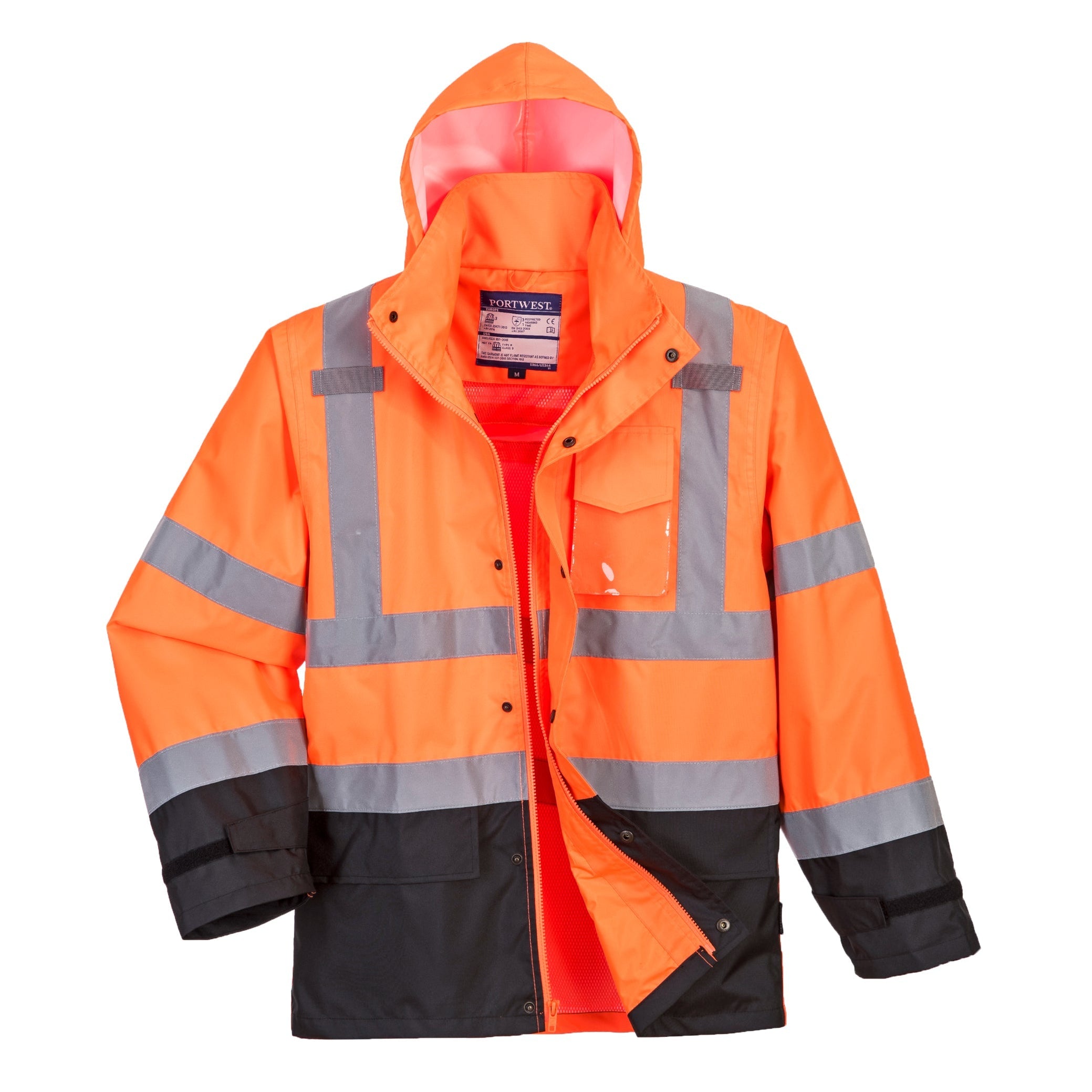 Portwest Hi Vis Contrast Rain Jacket - ANSI Class 3 - Polyester - US366 ...