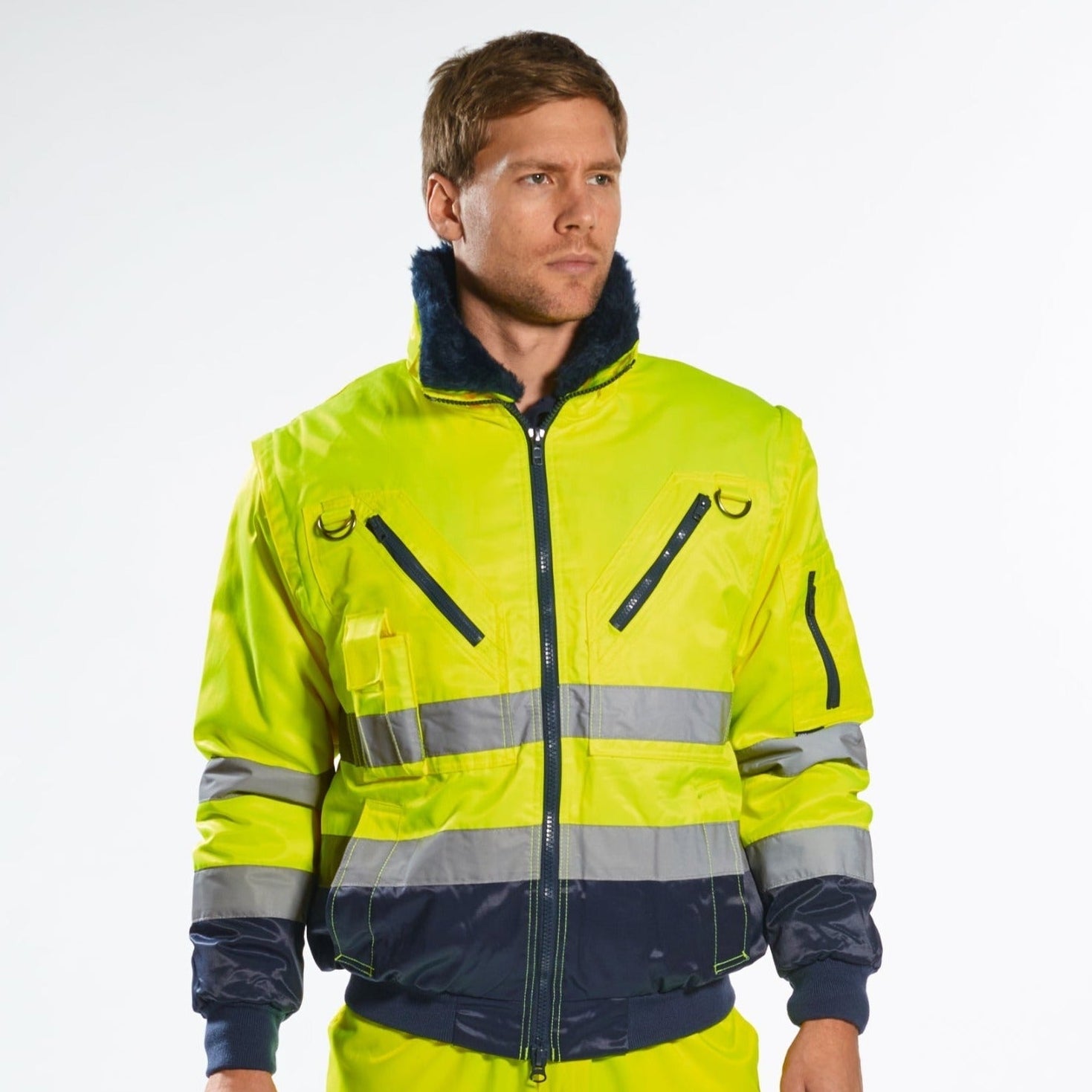 Hi Vis Jacket With Removable Lining / Sleeves — Safety Vests and More