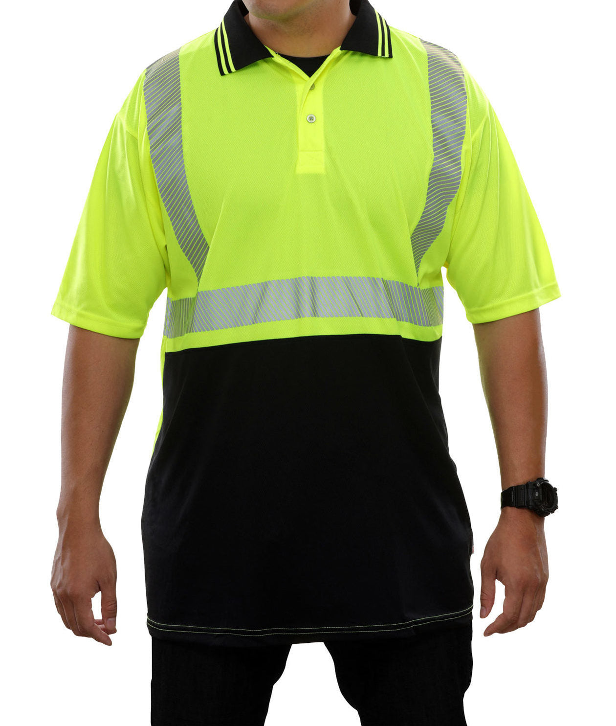 Reflective Apparel® Safety Polo Hi-Vis Shirt Two-Tone Birdseye ANSI Cl ...